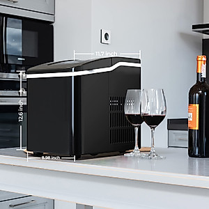 Ice Maker Machine Countertop, 27 lbs in 24 Hours, Self-Cleaning Ice Maker Countertop, 9 Cubes Ready in 8 Mins, Electric Portable Ice Maker with Ice Scoop and Basket for Home Kitchen Bar Office