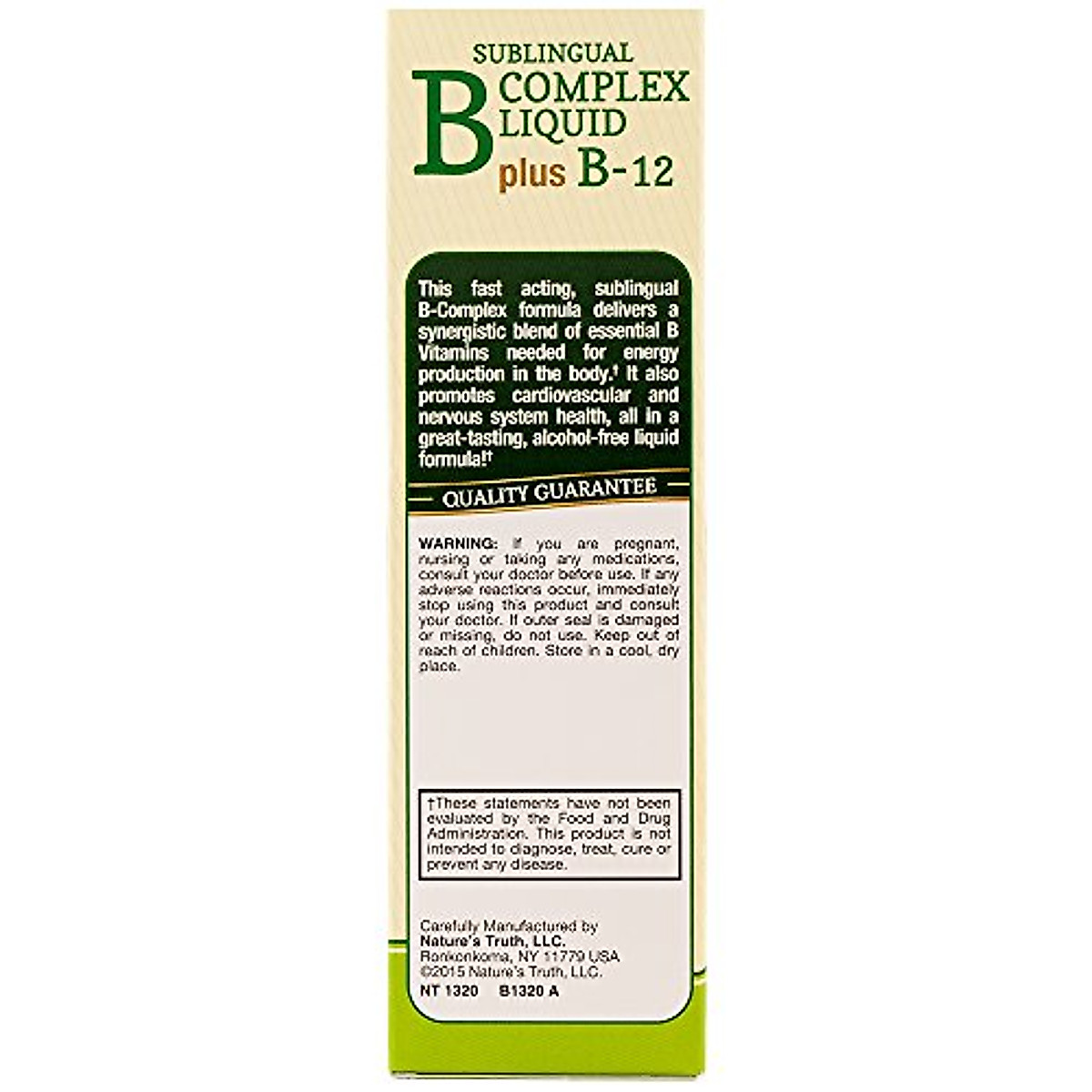 Nature's Truth Sublingual Vitamin B Complex Plus B-12 Fast Acting Flavored Liquid, Natural Berry Flavor, 2 Fluid Ounce (Pack of 3)