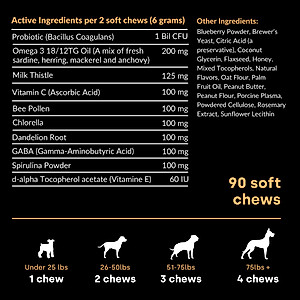 Kayode Dog Detox - Dog Liver Supplement & Immune Defense. with Milk Thistle for Dogs. Help Detoxify Liver, Reduce Inflammation & Improve Gut Health. 1 BIl CFU Probiotics, Omega Oil, & Bee Pollen.
