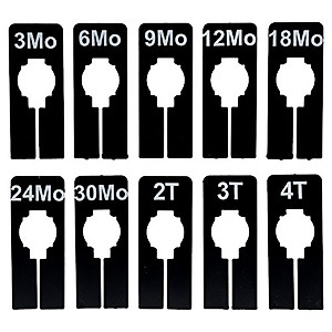 NAHANCO QSDBWKIT5, Black Rectangular Clothing Size Dividers with White Print for Baby/Kids, 3MOS – 4T, Kit of 10 (10 Sizes, 1 Piece Each)