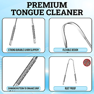 SV’s Tongue Scraper |Tongue Scraper for Adults & Kids |Tongue Scraper and Cleaner| Stainless Steel Tongue Scrapers | Bad Breath Treatment| Oral Care