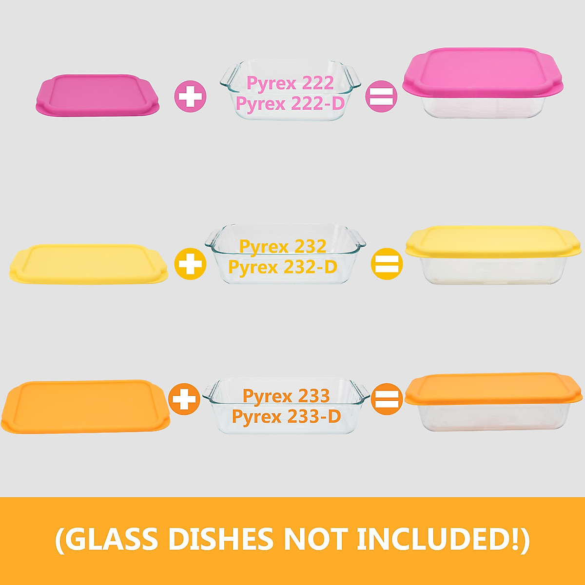 Purekra Silicone Lids for Pyrex 233丨233-D Glass Baking Dish, 1 Pack Silicone Lid for Pyrex 9'' x 13'' Glass Baking Dish, Dishwasher & Freezer & Microwave Safe (Baking Dish Not included)