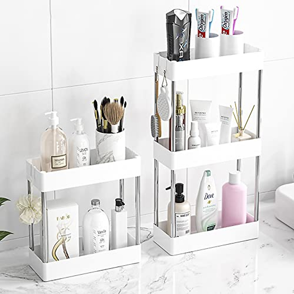 Bathroom Organizer Countertop, 3 Tier Bathroom Counter Storage Organizer, White Standing Storage Shelf for Vanity Organizer, Kitchen Spice Rack Sink Organizer Tray for Cosmetics Display, Skincare