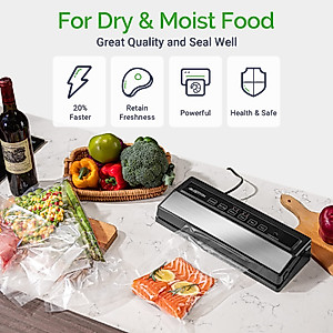 GERYON Vacuum Sealer Machine Silver and 2 Pack Vacuum Sealer Bag 8x16ft Rolls