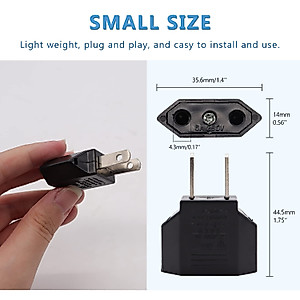 TWTADE 6pcs EU to US Plug Adapter Europe to USA Travel Small Power Plug 6A 125V/250V Adapter Converter (Black) I-021