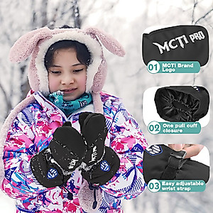 MCTi Kids Mittens Waterproof Winter Ski Warm Sherpa Fleece Lined Removable Insert