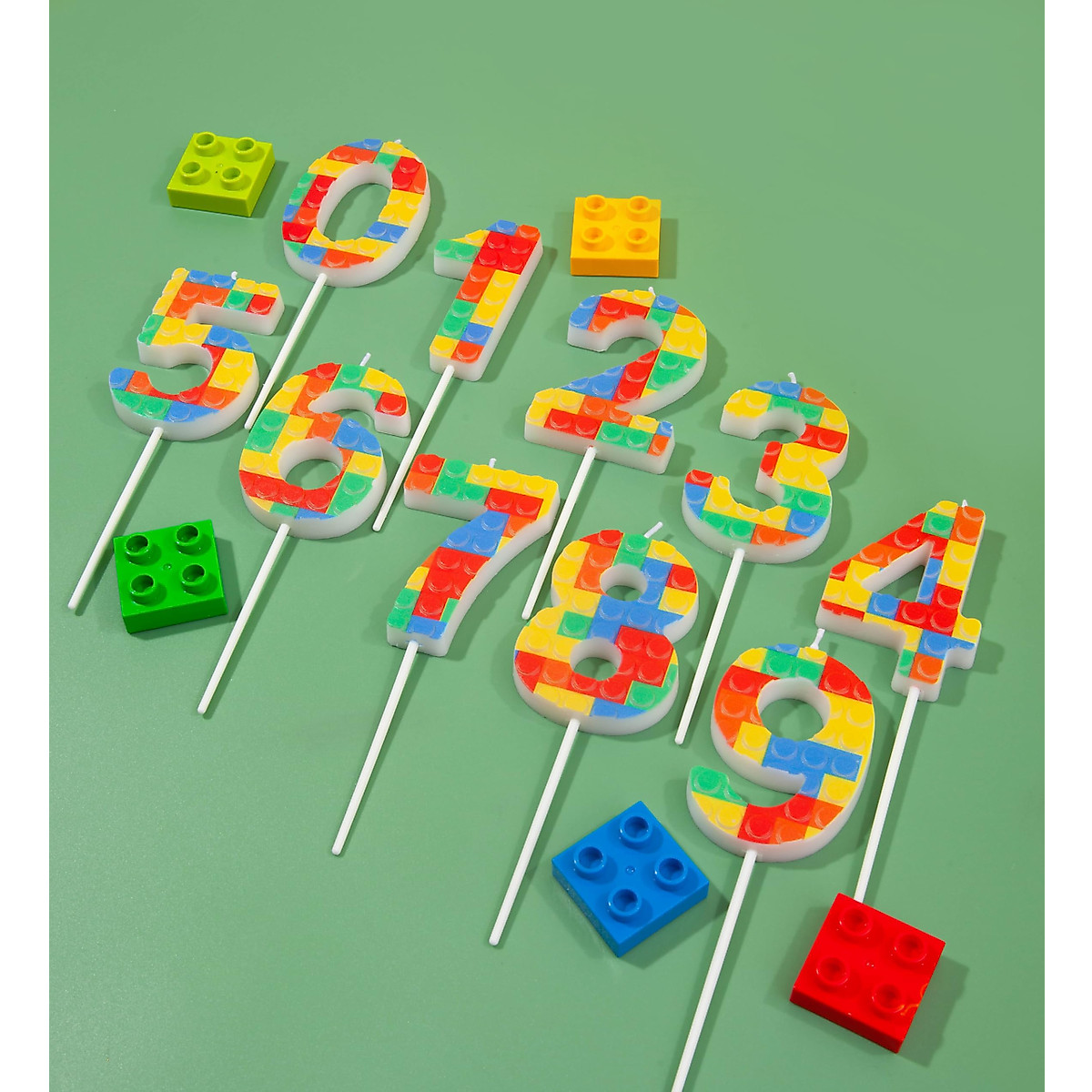 PHD CAKE Number 7 Building Block Birthday Cake Candle, Numeral Birthday Candles,Building Block Candles, Cake Topper Novelty Candle for Building Block Party