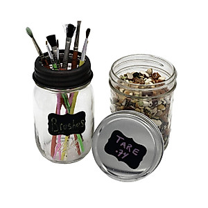 48 Chalkboard Label Stickers by Mason Jar Lifestyle - Reusable Black Vinyl Stickers for Jars and Lids (Oval)