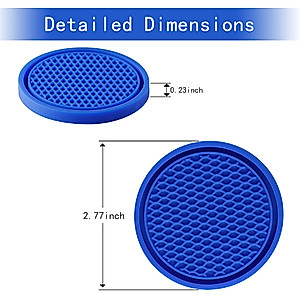 Alpmosn Car Cup Holder Coaster, 4 Pack Non-Slip Cup Holders, Anti Scratch Insert Cup Coasters, Universal Vehicle Interior Accessories for Women and Men (Dark Blue)