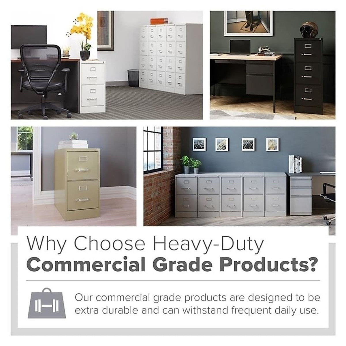 Scranton & Co 4 Drawer 22" Deep Letter File Cabinet in Black, Fully Assembled