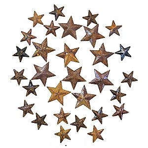 Rusty Metal Stars, Mini Barn Stars Retro Western Country Family Farmhouse Garden Home Decorative for New Year Decorating Wall Art Decoration Festival DIY Accessory Set of 30