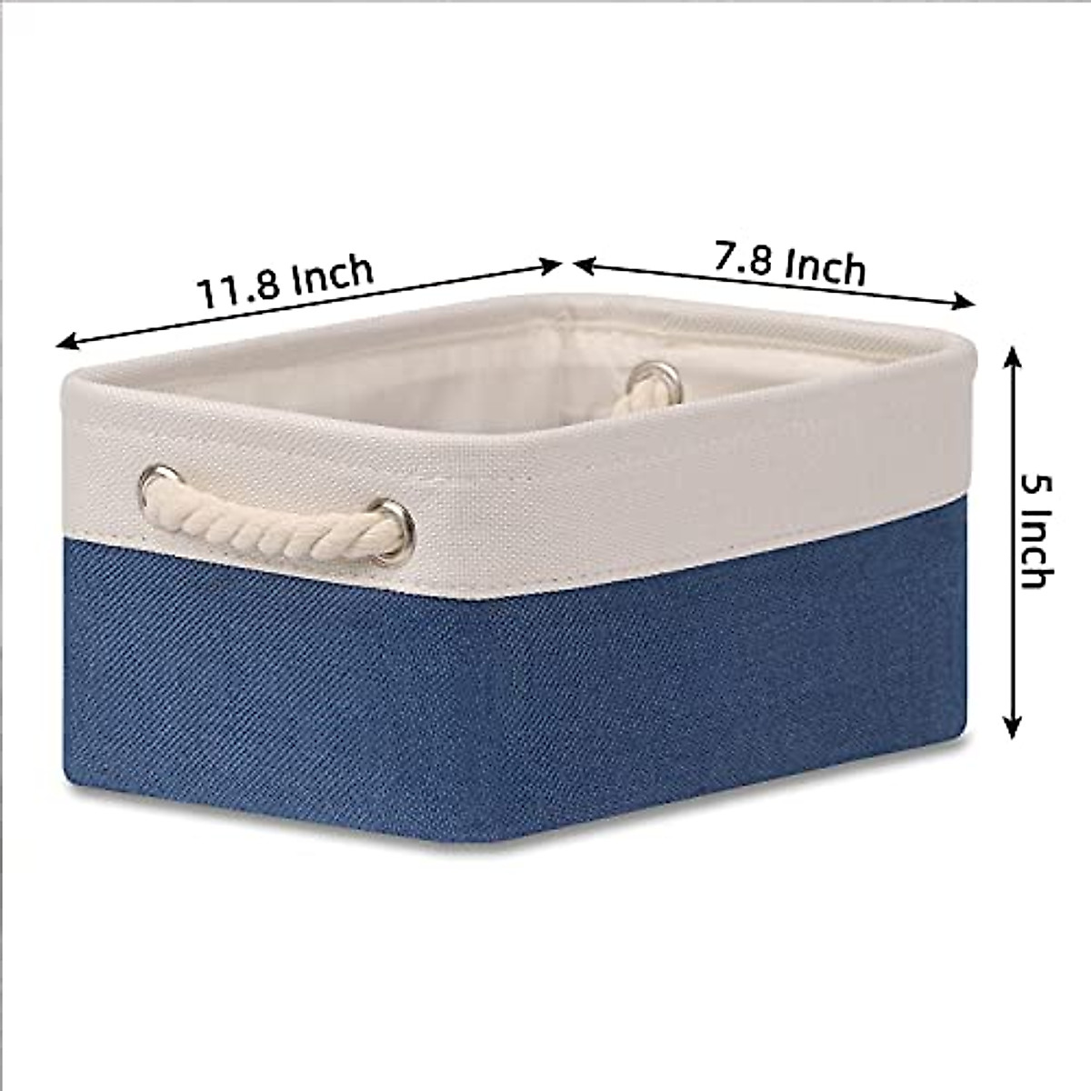 Bidtakay Baskets Set Fabric Storage Bins-Navy Blue Bundled Baskets of 2 Large Baskets 16" X 11.8" X 11.8" + 6 Small Baskets 11.8" X 7.8" X 5" for Closet, Shelves