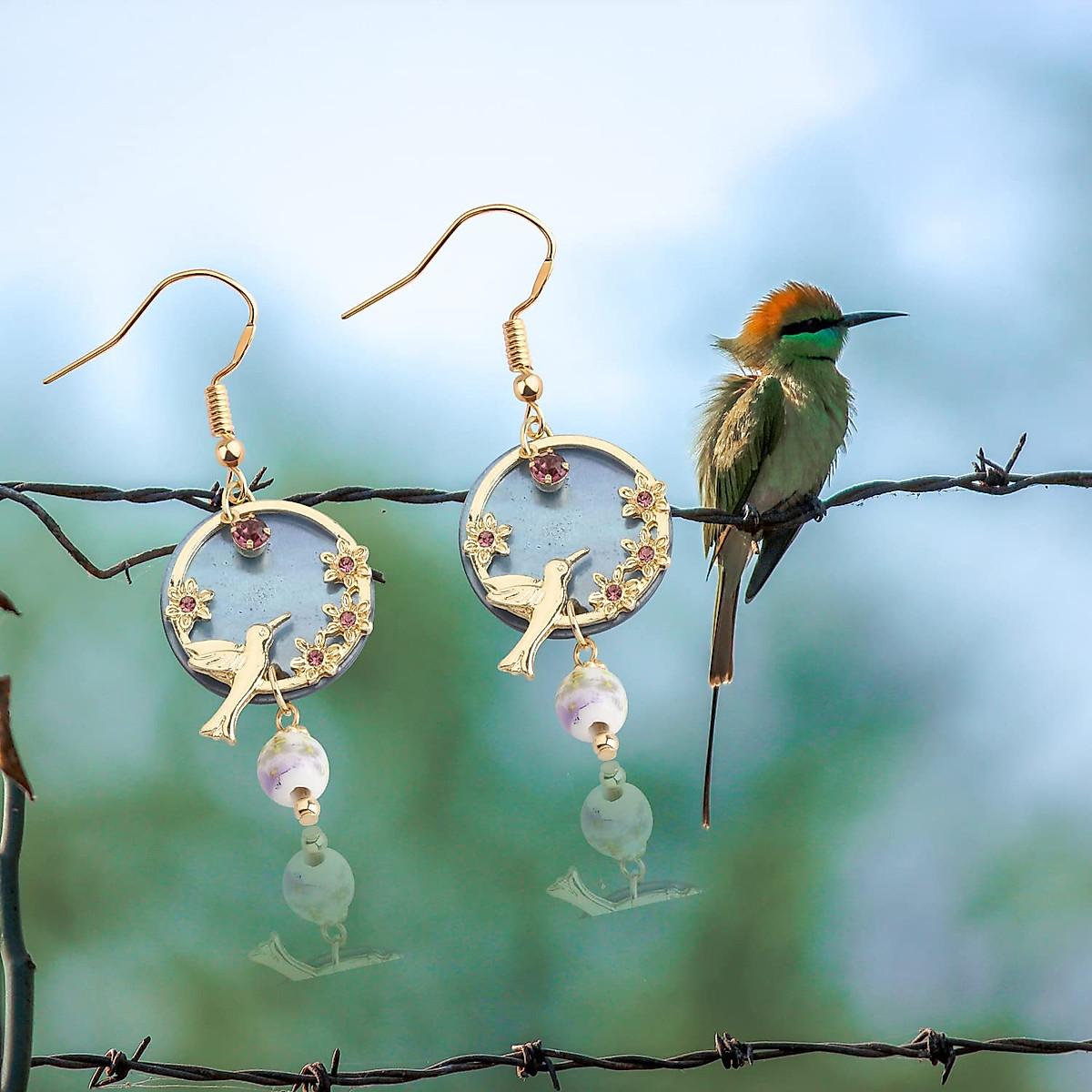 UJIMS Hummingbird Charm Earrings Humming Bird Lover gifts for Women Free Bird Jewelry Wishes Jewelry Hope Gift for BFF (Hummingbird Charm Earrings)