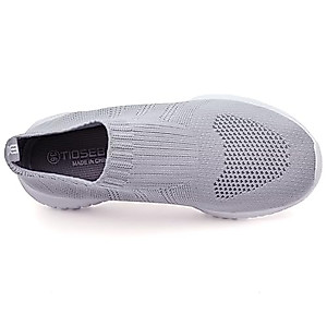 LANCROP Women's Lightweight Walking Shoes - Casual Breathable Mesh Slip On Sneakers Wide 9.5 US, Label 41 Grey