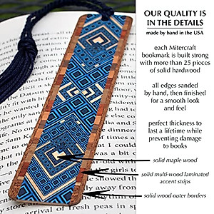 Argyle (Blue) Wooden Bookmark with Tassel - Made in USA - Also Available Personalized