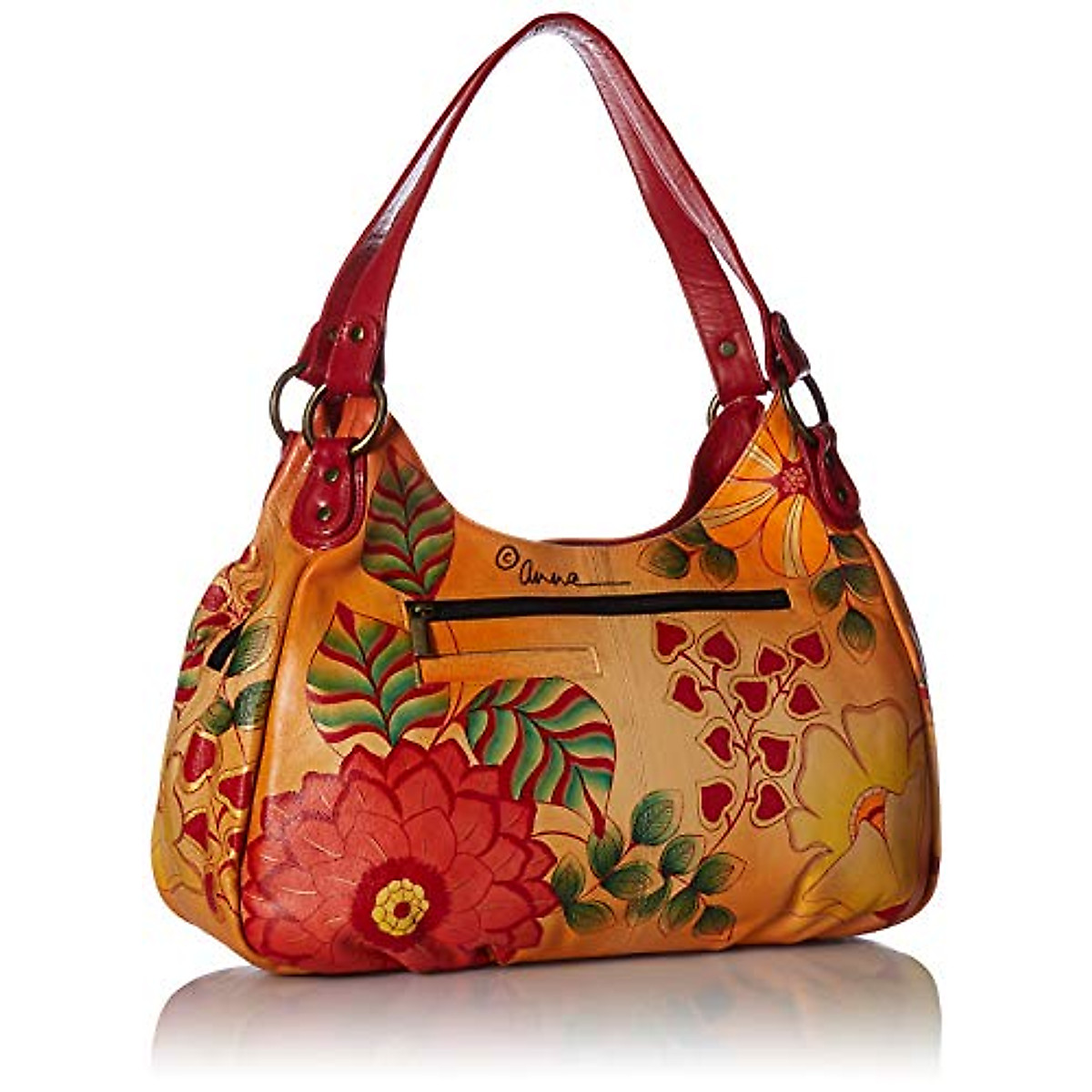 Anna by Anuschka womens Hobo Ruched Handbag Genuine Leather, Summer Bloom, One Size US