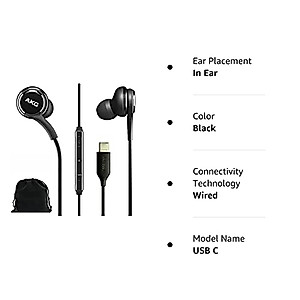 SAMSUNG AKG Earbuds Original USB Type C in-Ear Earbud Headphones with Remote & Mic for Galaxy A53 5G, S22, S21 FE, S20 Ultra, Note 10, Note 10+, S10 Plus - Braided - Includes Velvet Pouch - Black