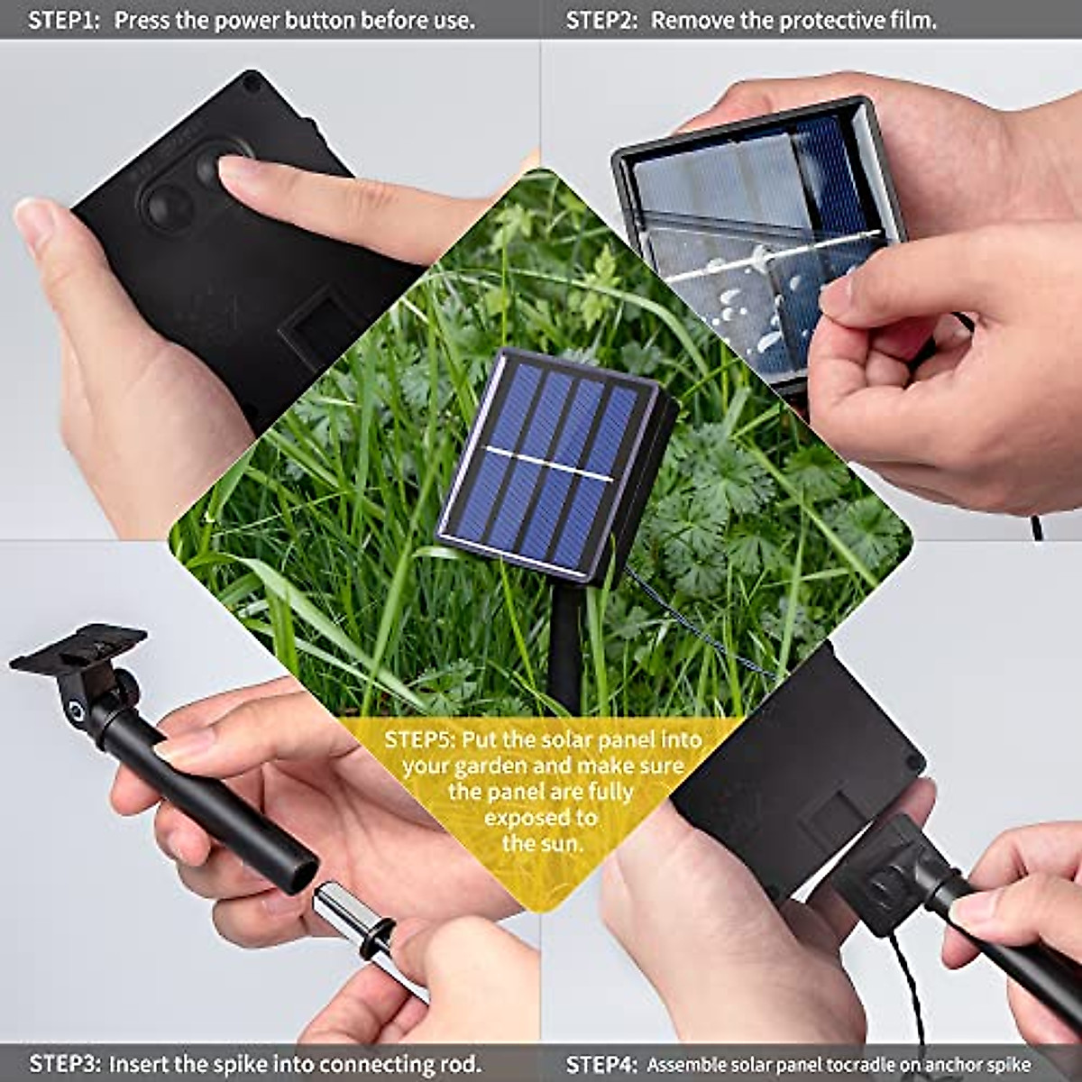 LJLNION 2 Pack Solar Powered Outdoor Decorative String Lights, 200 LED Each Christmas Lights, 8 Lighting Modes & Memory Function, Waterproof for New Year Wedding Party Patio Garden Decor, Cool White