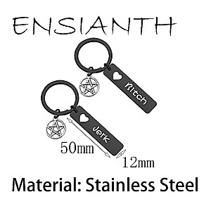 ENSIANTH SPN Jewelry Bitch Jerk Keychain Best Friend Keychain Couple Keychain (bitch jerk set key black)