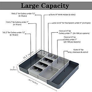 SEVEN LUCKY LIGHT Silverware Organizer Expandable Cutlery Drawer Organizer Food Grade PP5 Utensil Drawer Organizer BPA Free