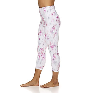 Gaiam Women's High Waisted Capri Yoga Pants - High Rise Compression Workout Leggings - Athletic Gym Tights - Bright White, X-Small