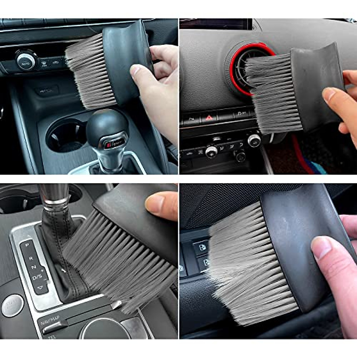 Ajxn Auto Interior Dust Brush, Car Cleaning Brushes Duster, Soft Bristles Detailing Brush Dusting Tool for Automotive Dashboard, Air Conditioner Vents, Leather, Computer,Scratch Free (Black)