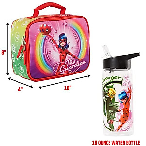 Miraculous Ladybug Lunch Box and Water Bottle Set, Soft Insulated Lunch Bag for Girls