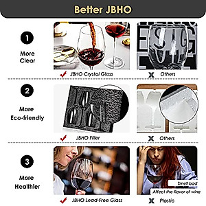 JBHO Hand Blown Italian Style Crystal White or Red Wine Glasses - Gift Packaging for Any Occasion - Lead-Free Premium Crystal Clear Glass - Set of 4-18 Ounce