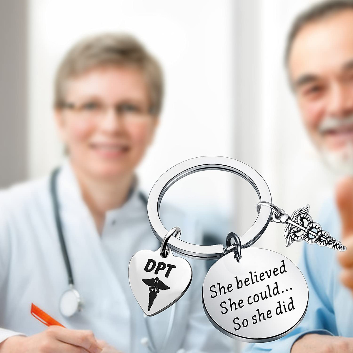 ENSIANTH DPT Gift Doctor of Physical Therapy Keychain She Believed She Could So She Did DPT Graduation Gift (DPT She Believed KR)