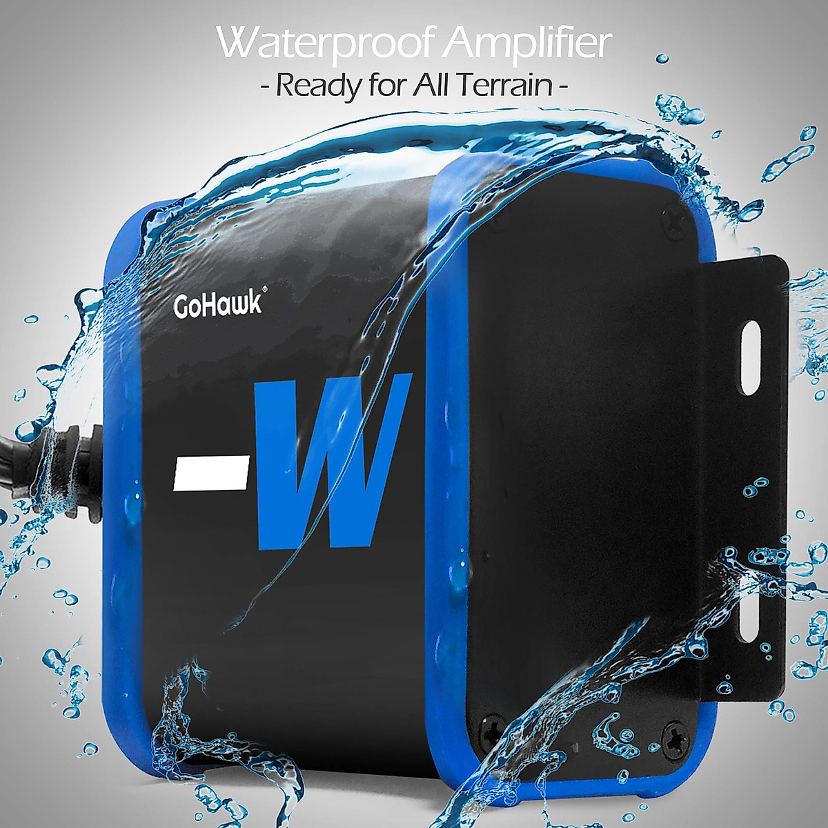 GoHawk TN4-W Waterproof Amplifier 4" Full Range Bluetooth Motorcycle Stereo Speakers 1 to 1.25 in. Handlebar Mount Audio Amp System Harley Touring Cruiser ATV 4-Wheeler, USB, AUX, FM Radio