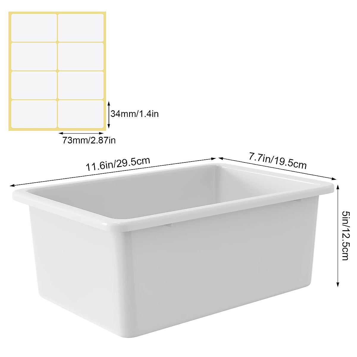 Outus 36 Pack White Plastic Storage Bins Bulk Cubby Storage Bins Classroom Book Bins Storage Organizer Containers for Classroom Library Preschool Office Home Toys Books Organizing
