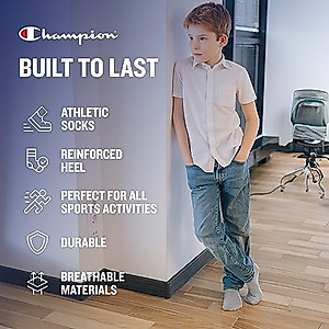 Champion Boys Socks and Girls Socks 12 Pair Crew Low Cut No Show Ankle Quarter Socks for Girls