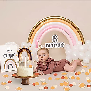 G1ngtar 320Pcs Boho Sun Round Scatter Confetti Dot Hippie Muted Sun Confetti Table Decor First Trip Around the Sun You Are My Sunshine Party Decoration for Baby Shower Gender Reveal Wedding