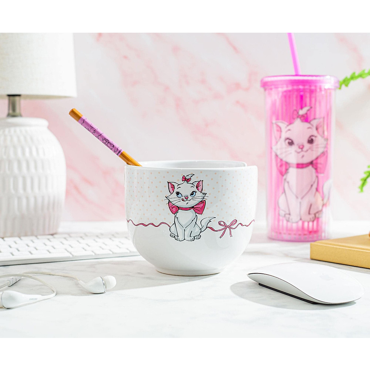 Disney The Aristocats Marie 20-Ounce Ceramic Ramen Bowl and Chopstick Set