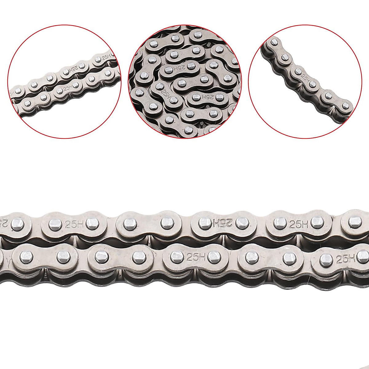 KAMIER 25H Drive Chain 126 Link for Razor MX350 MX400 ZR350 SX350 McGrath Dirt Rocket Bike Kids Electric Pocket Mod Mini Euro Bella Vapor Sweet Pea Scooter Motovox MBxXSe MotoTec MT-MB Mini Bike Parts