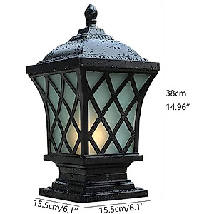 Mrdsre Short Post Light Bollard Outdoor Pedestal Lantern Square Patio Deck Column Light IP54 Waterproof Deck Fence Table Light Gate Bollard Pillar Light Fixtures