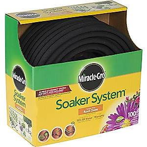 Swan Products MGSPAK38100CC Miracle-GRO Soaker System Customizable Hose with Push on Fittings, 100' x 3/8", Black