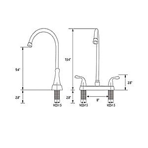 HOTIS HOME Brushed Nickel 3 Hole Kitchen Faucet, 2 Handle 4 Hole Kitchen Faucet, High Arc Swivel Spout Stainless Steel Sink Faucet for Rv Camper