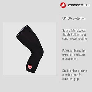 Castelli Unisex UPF 50+ Light Knee Sleeves | Men’s & Women’s UPF 50 Breathable Sleeve for Cycling Road Biking & Gravel Riding - Black - Medium