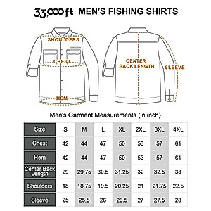 33,000ft Men's Long Sleeve Sun Protection Shirt UPF 50+ UV Quick Dry Cooling Fishing Shirts for Travel Safari Camping Hiking Grey