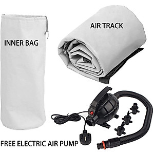 Air Track Gymnastics Tumbling Mat Inflatable 10ft 13ft 16ft 20ft Flooring Mat Yoga Training Mat 4 Inch Thickness for Home Use/Training/Cheerleading/Yoga/Water Fun (Black, 4m)