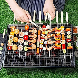 Stainless Steel BBQ Barbecue Grill Charcoal Portable Barbecue, Smoker Grill for Outdoor Cooking Camping Picnic Outdoor Garden Charcoal BBQ Grill Party Suitable for 3 to 5 People