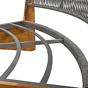 6-Person Outdoor Seating Group with Coffee Table, Half Moon Patio Sectional Sofa Set, All Weather Conversation Sofa Set with Acacia Wood Frame and Thick Cushions for Backyard Poolside (Beige+Acacia)