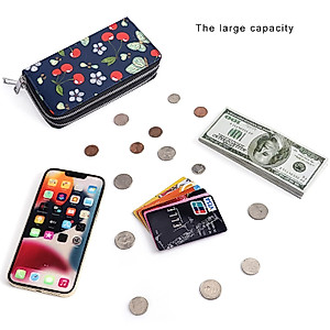 Abberry Double Zipper Wristlet Wallet Long Clutch Purse Cellphone Wallet for Women (Cherry)