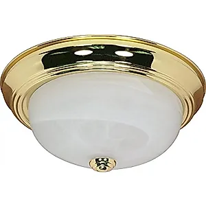 Nuvo 60/213 Flush Mounted Dome Light Fixture, 11", Polished Brass/Alabaster Glass