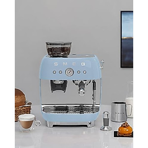 Smeg Retro Semi-Automatic Espresso Machine, EGF03PBUS, Pastel Blue