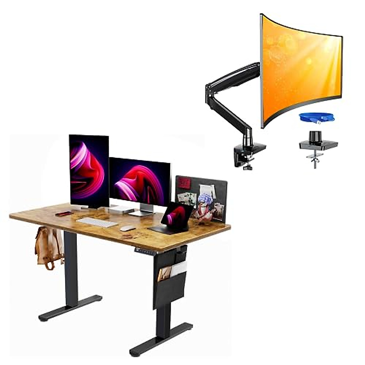 ErGear Adjustable Height Electric Standing Desk with Storage Bag Single Monitor Mount for 13 to 35 inches Ultrawide Screens