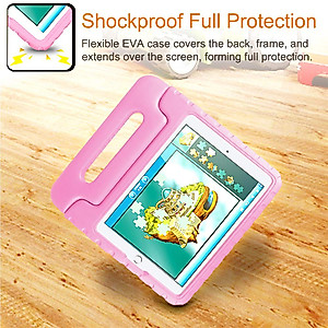 Fintie Case for iPad 6th Generation 2018 / iPad 5th Generation 2017 / iPad Air 2 / iPad Air (9.7 Inch) - Kiddie Series Light Weight Shock Proof Convertible Handle Stand Cover Kids Friendly, Pink