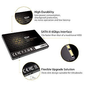 Silicon Power 1TB SSD 3D NAND A58 SLC Cache Performance Boost SATA III 2.5" 7mm (0.28") Internal Solid State Drive