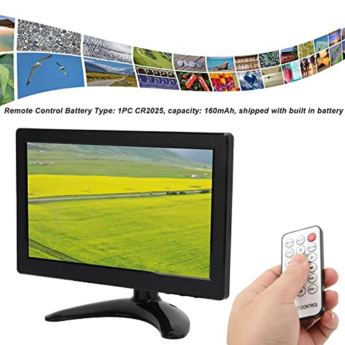 Computer Monitor, DVR Monitor 9 Inch TFT LCD Builtin Speaker Easy Installation Multiple Input Interface with VGA Cable for Laptop (US Plug)